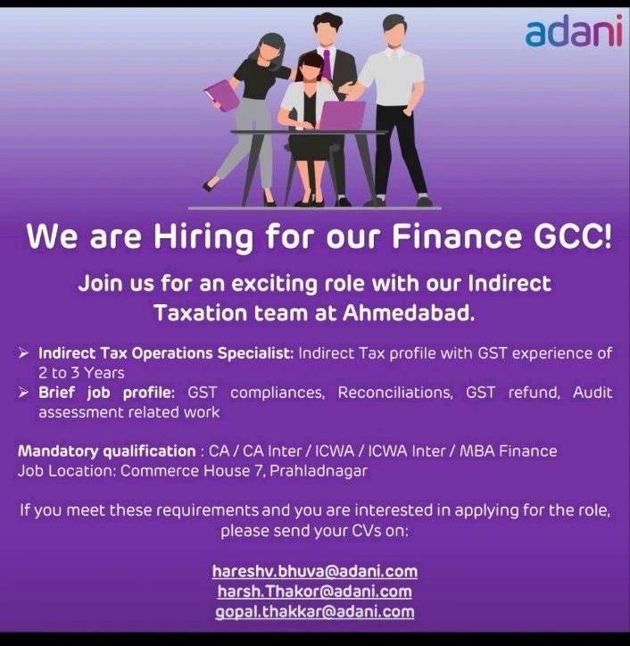 Adani Finance GCC is Hiring CA, CMA, CA Inter, CMA Inter, and MBA ...