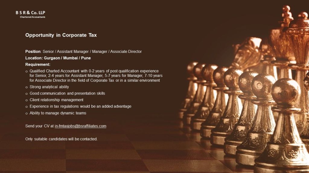 BSR & Co. LLP Hiring CA Freshers & Experience - CA Page