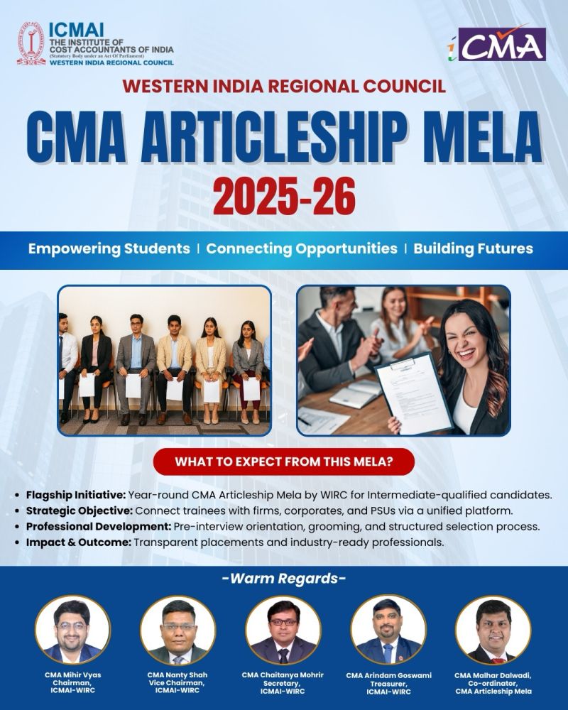 ICMAI CMA Articleship Mela 2025-26 | Apply for CMA Training & Placement Opportunities - CA Page